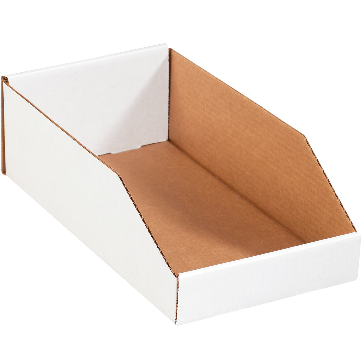 8 x 15 x 4 1/2 Open-Top White Corrugated Bin Box