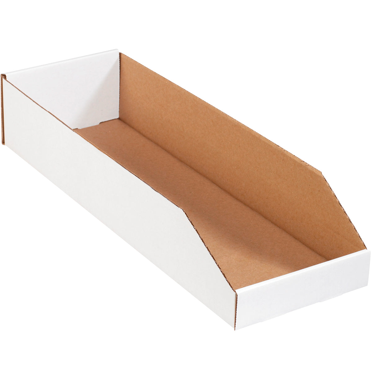 8 x 24 x 4 1/2 Open-Top White Corrugated Bin Box - PackagingSupplies.com