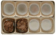 6-15/16 x 4-3/8 x 7/8 (1/2 lb.) Rectangular Candy Tray Gold 8 Cavities