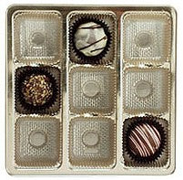 5-1/2 x 5-1/2 x 15/16 (8 oz.) Square Candy Tray Gold 9 Cavities