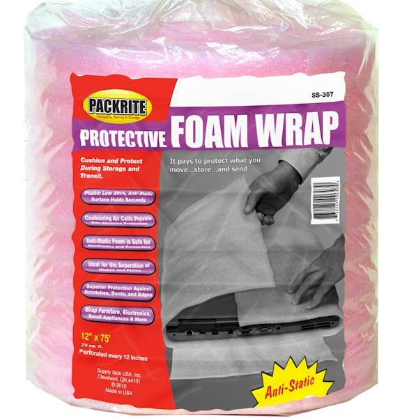 PackRite Pink Anti-Static Foam Wrap Roll 12" x 75 Feet/roll 2.5mm Thic