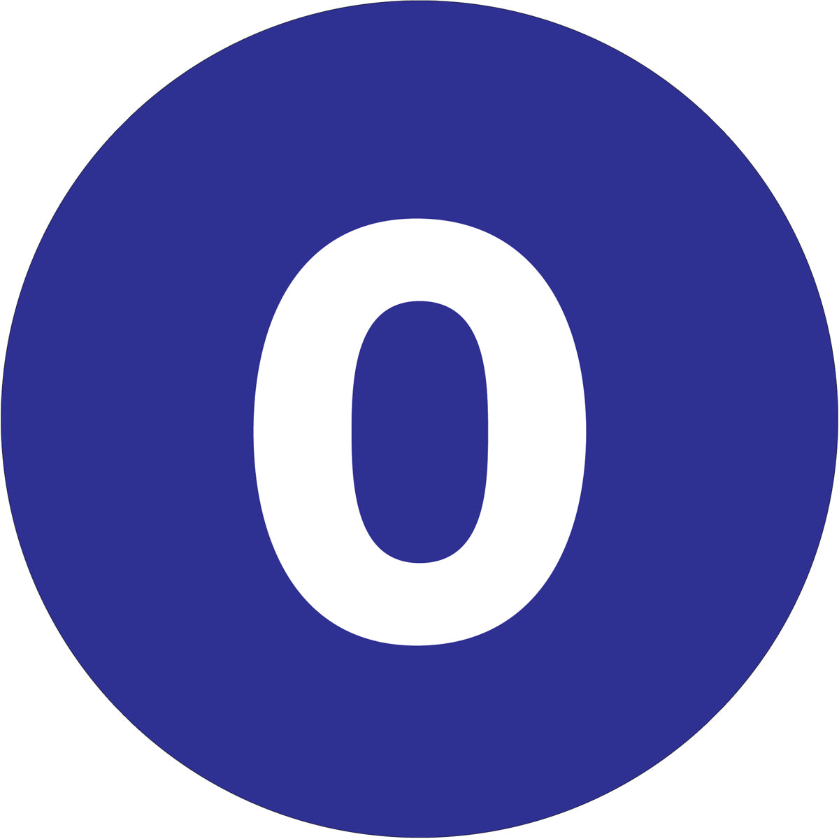 2" Circle - "0" (Dark Blue) Number Labels 500/Roll