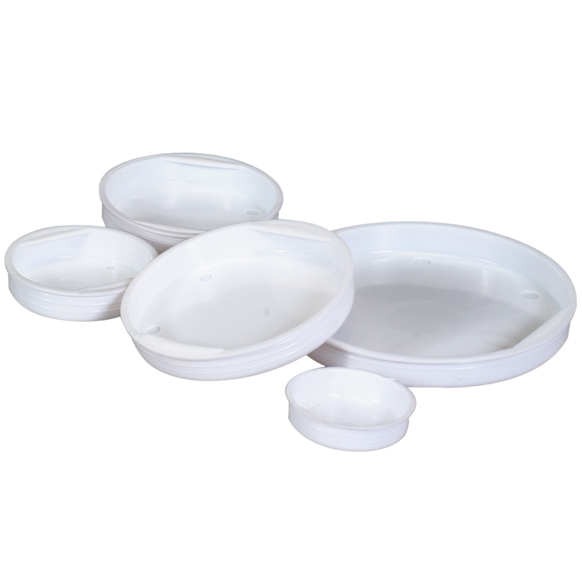 6 White Plastic End Caps