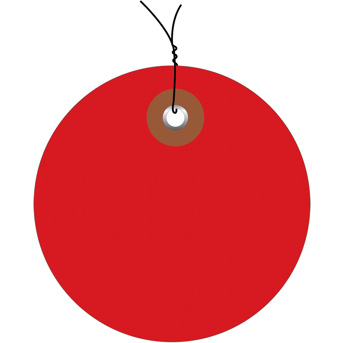 2" Red Plastic Circle Tags - Pre-Wired